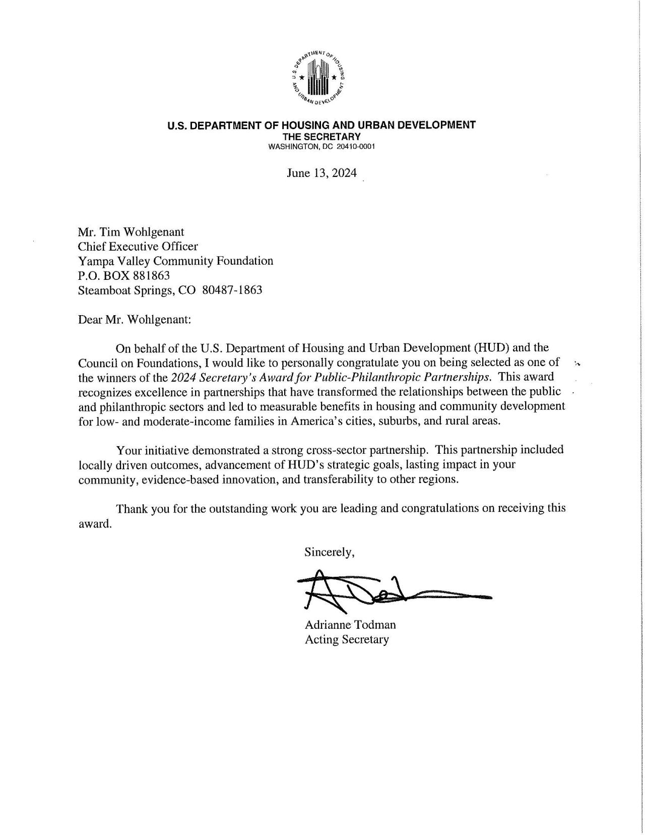 Yampa Valley Community Foundation Wins National HUD Award - Yampa ...